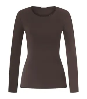 Hanro Cotton Long-sleeve Top - Brown