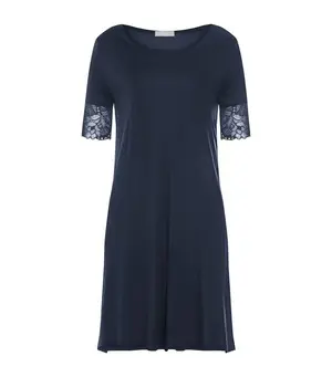 Hanro Modal Lace-trim Nightdress - Navy