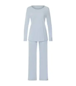 Hanro Cotton Long-sleeve Pyjama Set - Blue