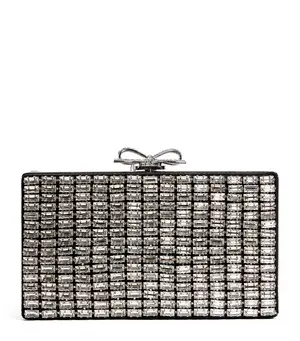 SELF-PORTRAIT Crystal Chainmail Clutch Bag - Silver