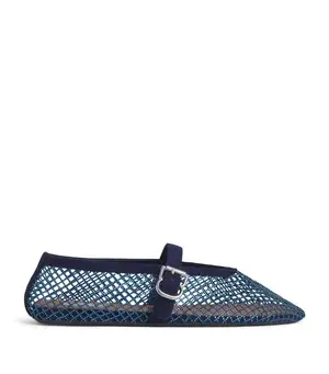 Alaïa Beaded Mesh Ballet Flats - Blue