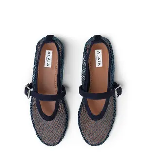 Alaïa Beaded Mesh Ballet Flats - Blue