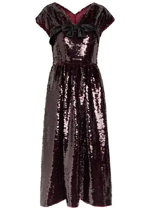 Simone Rocha Sequin-embellished Midi Dress With Bow Appliqu