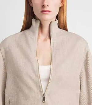 Fabiana Filippi Virgin Wool Blend Bomber Jacket With Gold-tone Hardware