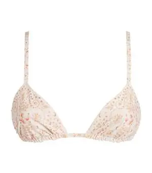 Agua Bendita Embellished Tulua Playa Bikini Top - Ivory