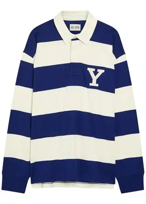 Gant Yale Appliquéd Striped Cotton Polo Rugby Shirt - Blue