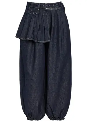 DAMSON MADDER Balloon Leg Jeans With Belt - Indigo