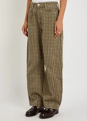 DAMSON MADDER Felix Checked Barrel-leg Jeans