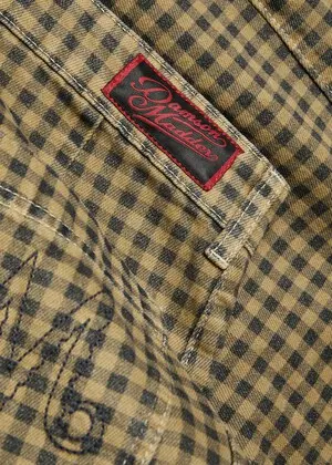 DAMSON MADDER Felix Checked Barrel-leg Jeans