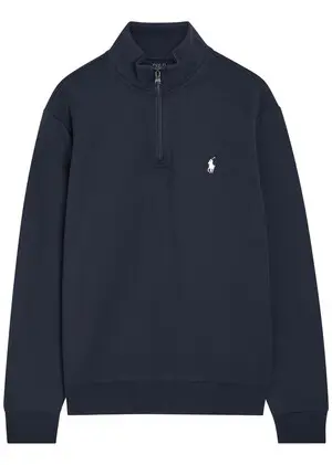 Polo Ralph Lauren Half-zip Cotton-blend Sweatshirt - Navy