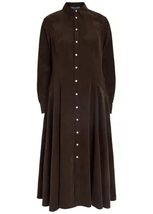 Polo Ralph Lauren Corduroy Midi Shirt Dress - Brown