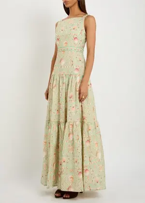 Agua Bendita Printed Linen Maxi Dress