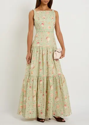 Agua Bendita Printed Linen Maxi Dress
