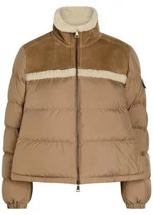 Moncler Aurore Suede Panel Shearling Nylon Jacket