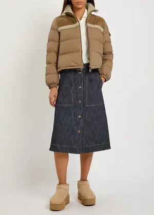 Moncler Aurore Suede Panel Shearling Nylon Jacket