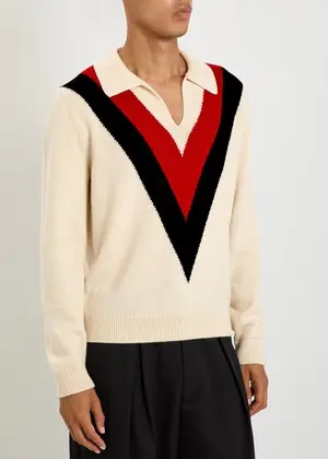 Valentino Garavani Logo-intarsia Cashmere Polo Jumper