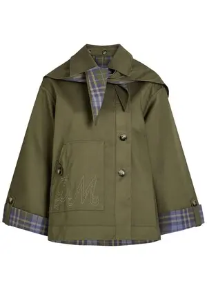 DAMSON MADDER Reversible Cotton Trench Coat - Olive