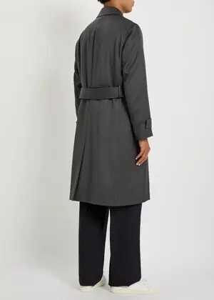 LARDINI Belted Wool Trench Coat