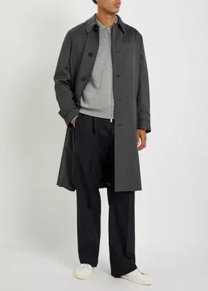 LARDINI Belted Wool Trench Coat