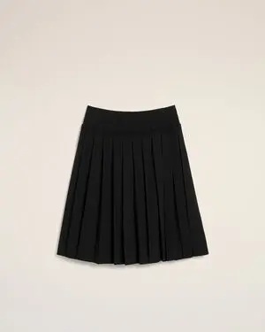 AMI Paris Midi Pleated Wool Skirt