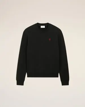 AMI Paris Cotton Sweatshirt With De Coeur Embroidery - Black