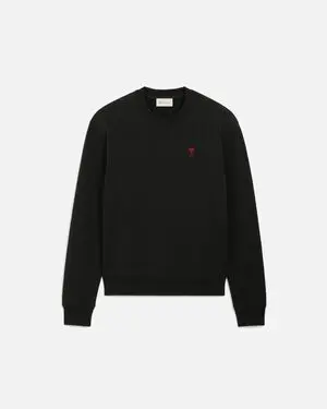 AMI Paris Cotton Sweatshirt With De Coeur Embroidery - Black