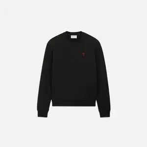 AMI Paris Cotton Sweatshirt With De Coeur Embroidery - Black
