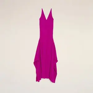 AMI Paris Long Silk-blend Godet Dress