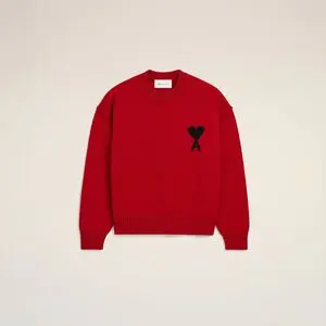 AMI Paris Red Wool De Coeur Crewneck Sweater