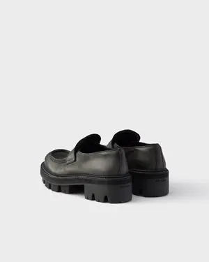 Prada Leather Loafers With Logo Detail