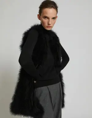 YVES SALOMON Long Feather Gilet