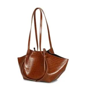 Yuzefi Croc Effect Leather Shoulder Bag - Brown