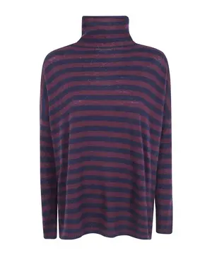 BASERANGE Long-sleeved Knitwear With High Neck And Striped Design