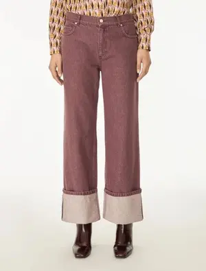 IBLUES Cuffed Wide-leg Jeans