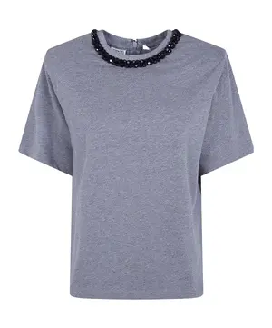 Essentiel Antwerp Embellished Round Neck Short Sleeve T-shirt - No