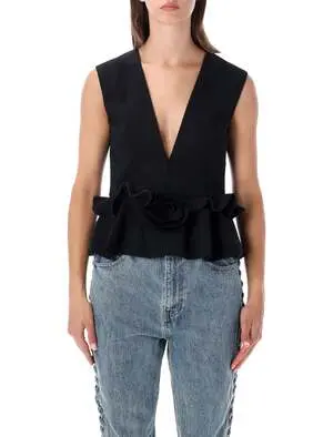 ROTATE BY BIRGER CHRISTENSEN Sleeveless Peplum Top - Nero