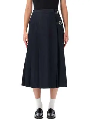 Barbour Pleated Wrap Midi Skirt