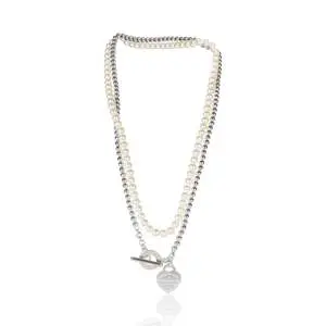 Tiffany & Co. Sterling Silver Pearl And Diamond Wrap Necklace