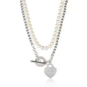 Tiffany & Co. Sterling Silver Pearl And Diamond Wrap Necklace