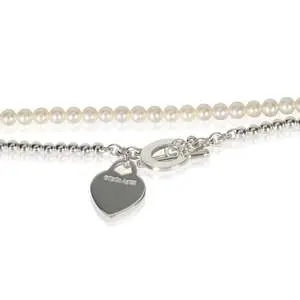 Tiffany & Co. Sterling Silver Pearl And Diamond Wrap Necklace