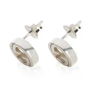 Gucci Sterling Silver Interlocking G Stud Earrings