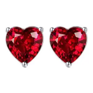 LATELITA Amore Heart Garnet Stud Earrings In Silver - Red/silver