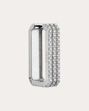 EERA Diamond Pavé Long Candy Hoop Earring - Silver