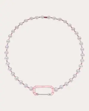 EERA Freshwater Pearl And 18k White Gold Necklace - Pink