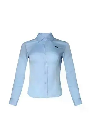 Vetements Fitted Logo Patch Shirt - Blue