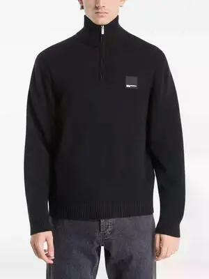 Karl Lagerfeld Logo Patch Quarter-zip Sweater