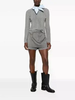 Maje Ribbed-knit Jumper With Bow Detail