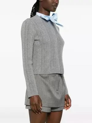 Maje Ribbed-knit Jumper With Bow Detail