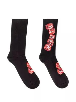 BARROW Dice-motif Ribbed-knit Socks Set Of Two - White