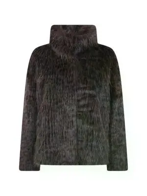 BETTA CORRADI Leopard-print Faux Fur High Neck Jacket